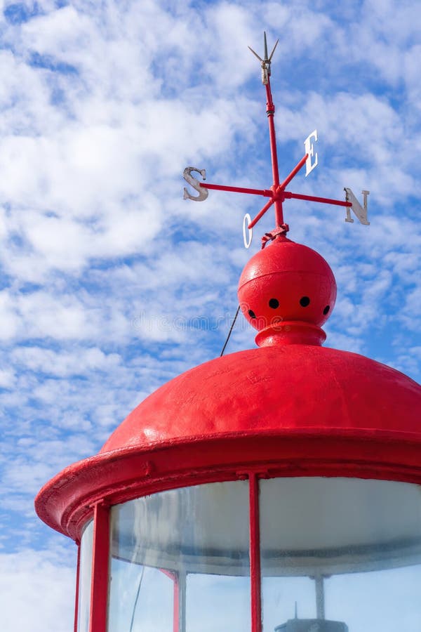 Bright Red Lighthouse in Nazare Stock Photo - Image of nazare, harbor ...