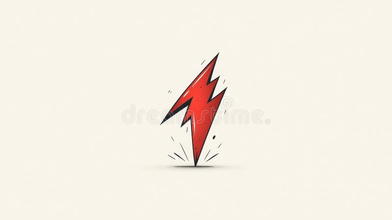 Bright Red Lightning Bolt Illustration with Sparks on Light Background ...