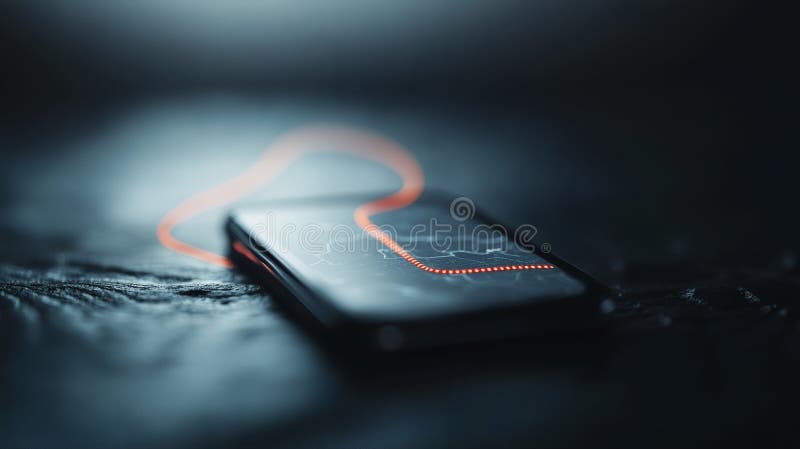 Capturing a Moment of Technology with a Glowing Smartphone Resting on a ...