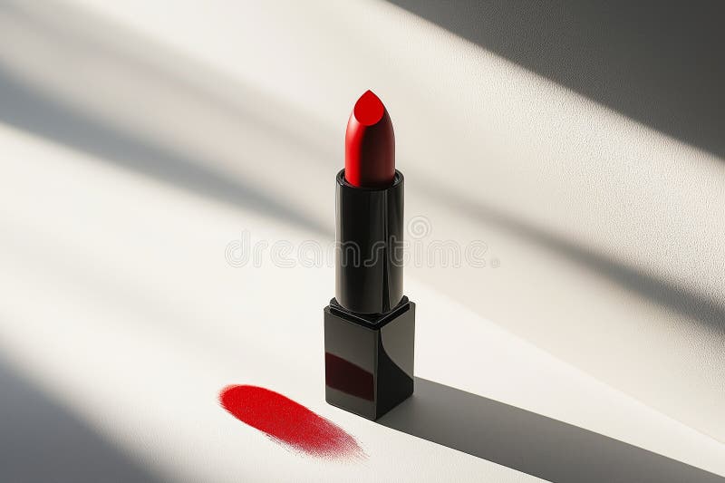 Bright Red Lipstick on Display with Vibrant Shadow Patterns in Sunlight ...