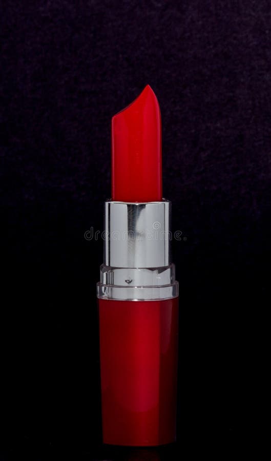 Bright Red Lipstick in Red Tube on Black Stock Photo - Image of ...