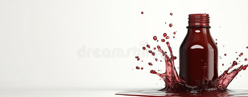 A Bright Red Liquid Moving Energetically within a Bottle Creates a ...