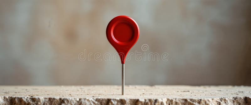 A Bright Red Location Marker Sits on a Textured Surface Stock Image ...