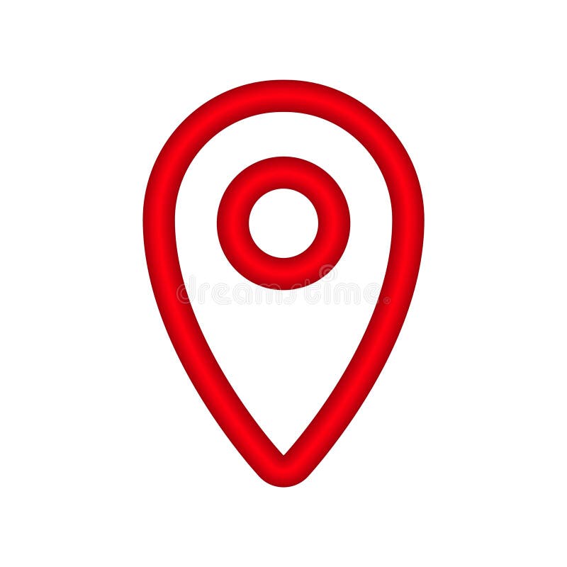 Bright Red Location Pin Icon with Bold Outline in Minimalist Design ...