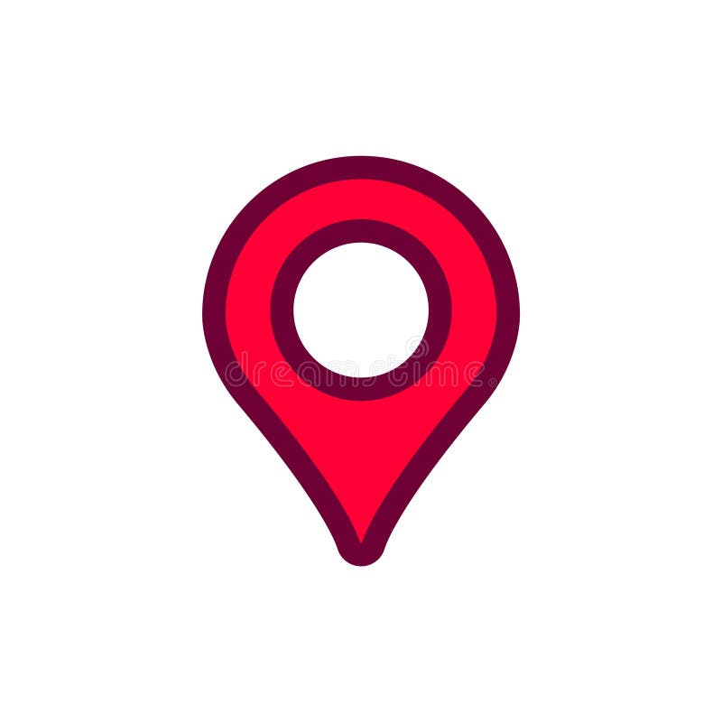 Bright Red Location Pin Icon with Bold Outline Represents Navigation ...