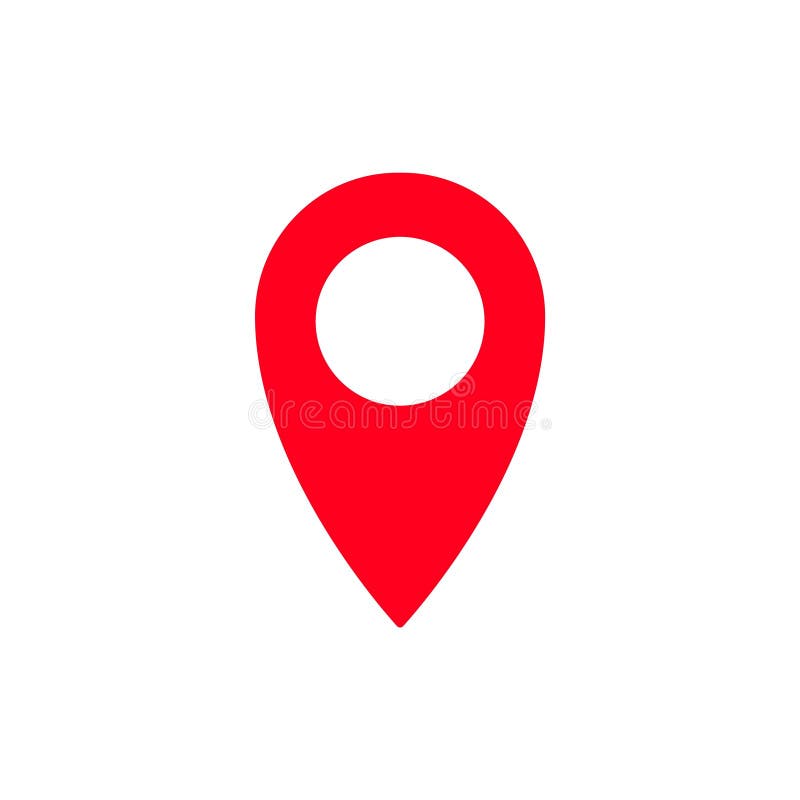 Red Location Icon with Circular Rings for Navigation and Map ...