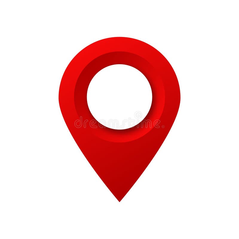Bright Red Location Pin Marker with Circular Centered Cutout for ...