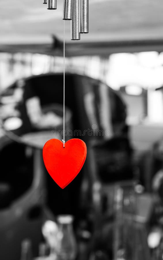 Bright Red Love Valentines Heart Hanging Stock Image - Image of happy ...