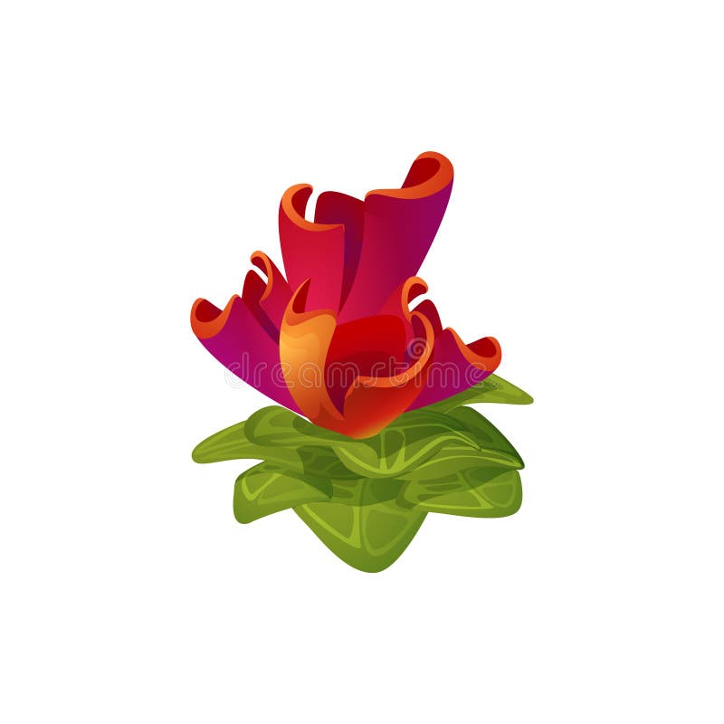 Bright Red Magic Flower Flat Style, Vector Illustration Stock Vector ...