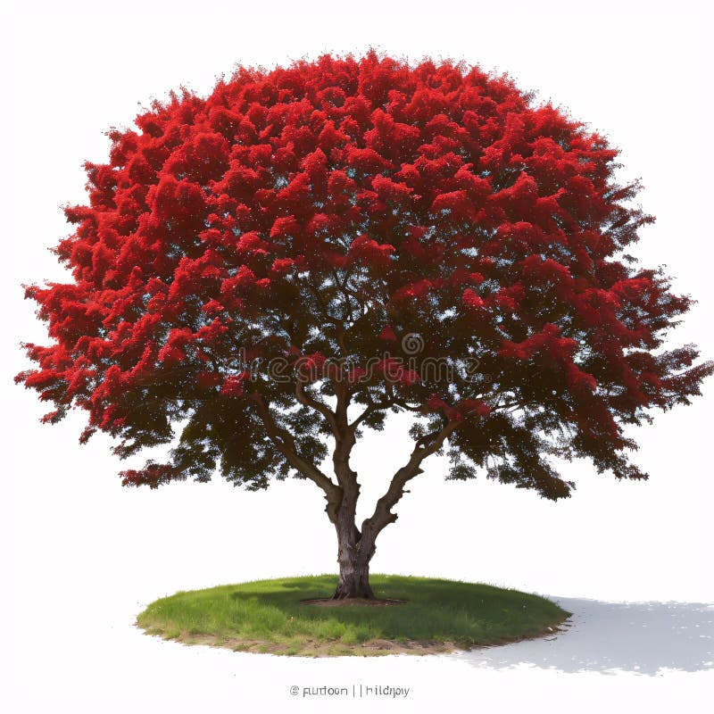 Bright Red Maple Tree Isolated on a White Background. Stock ...