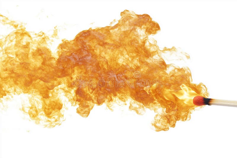 Bright Red Match Igniting Flame and Smoke Effect by Generative Ai Stock ...