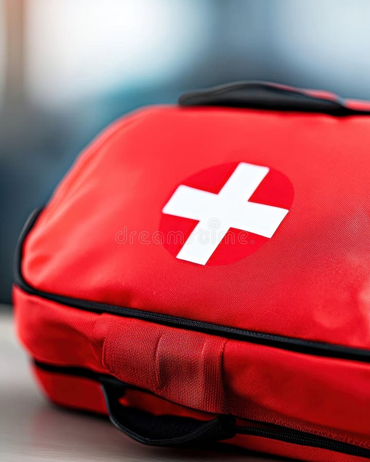 Close Up View of a Bright First Aid Kit Showcasing Essential Medical ...