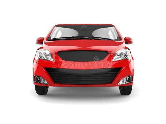Bright Red Modern Compact Car - Front View Stock Illustration ...