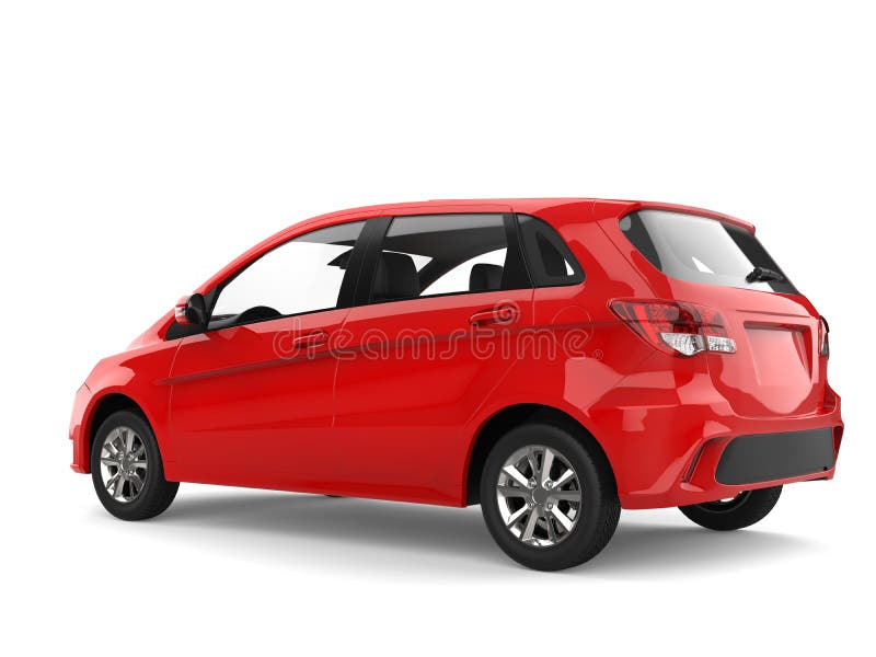 Bright Red Modern Compact Car - Side View Stock Photo - Image of drive ...