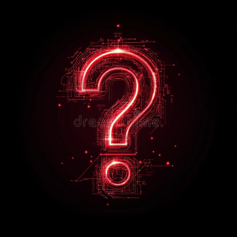 Bright Red Neon Question Mark Glowing Lines Dark Background Stock ...
