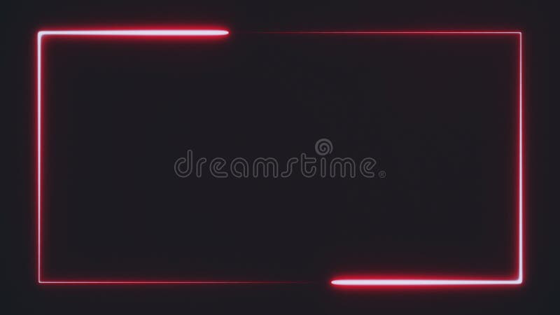 Bright Red Neon Rectangle Frame at the Screen Edge Formed by a Couple ...