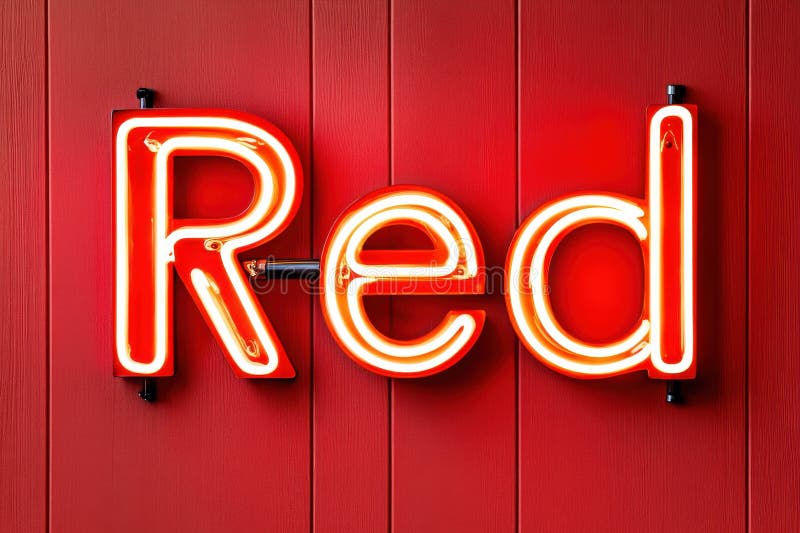 Bright Red Neon Sign Illuminating the Word Red Against a Vibrant Red ...