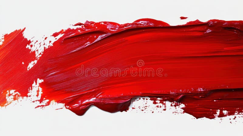 Curved Red Oil Paint Stroke with Fluid Motion and Thick Texture Stock ...