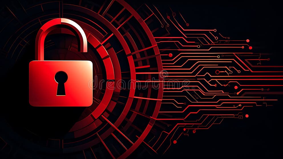 Red Open Padlock on Abstract Digital Circuit Background Stock ...