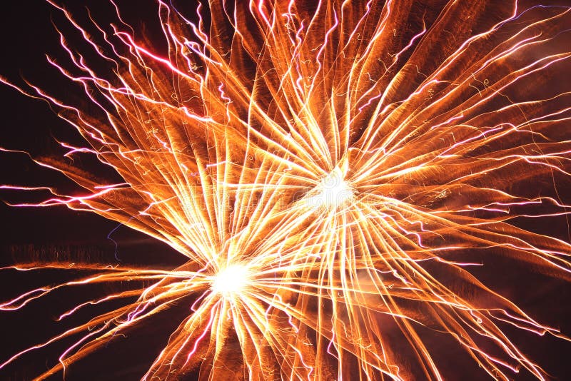 Bright Red and Orange Fireworks Stock Image - Image of bright, night ...