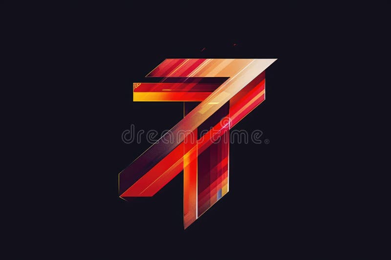 Bright Red and Orange Letter T on a Dark Black Background. Suitable for ...