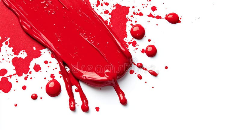 Bright Red Paint Drips Onto a White Background, Creating a Fresh ...