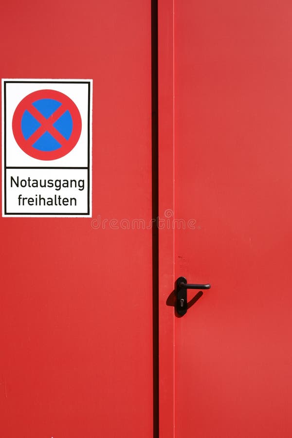 Red painted emergency exit stock image. Image of road - 114076039