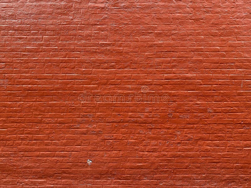 Bright Red Painted Old Brick Wall Stock Image - Image of horizontal ...