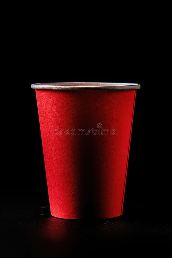 A Bright Red Paper Cup Sits Atop a Table, Ready for Use Stock Image ...