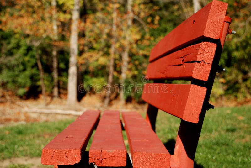 Red bench in park stock image. Image of lawn, relax, resting - 19558617