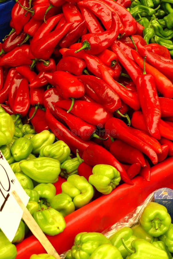 Bright Red Peppers in the Central Market Stock Image - Image of fresh ...