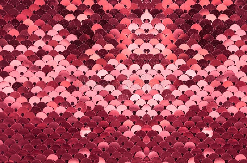 Bright Red and Pink Metallic Sequins Textile Background, Close Up, Top ...