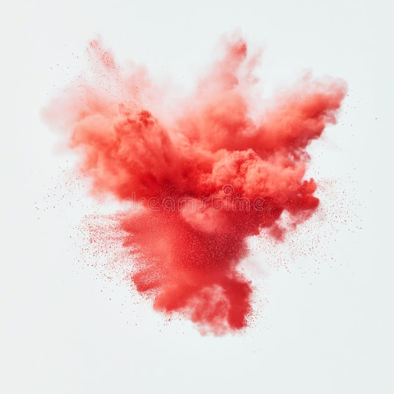 Bright Red Powder Paint Explosion Against a Minimalistic Background ...