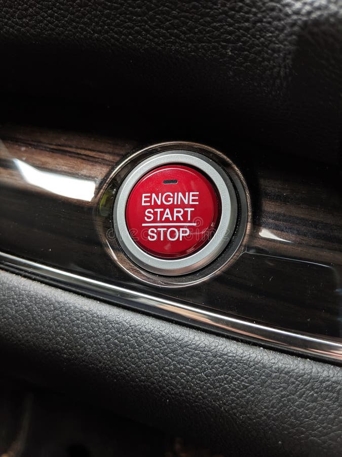 Bright Red Push Start Button for Keyless Car Ignition Stock Image ...