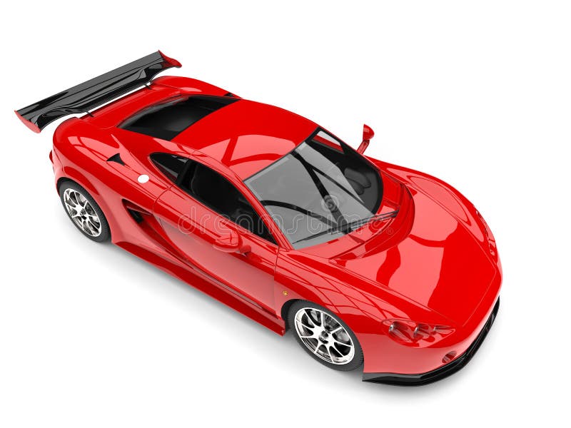 Bright Red Race Super Car - Top Down View Stock Illustration ...