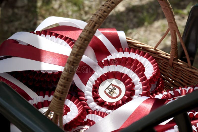 .a Bright Red Ribbon of Fabric Consisting of Many Tightly Twisted ...