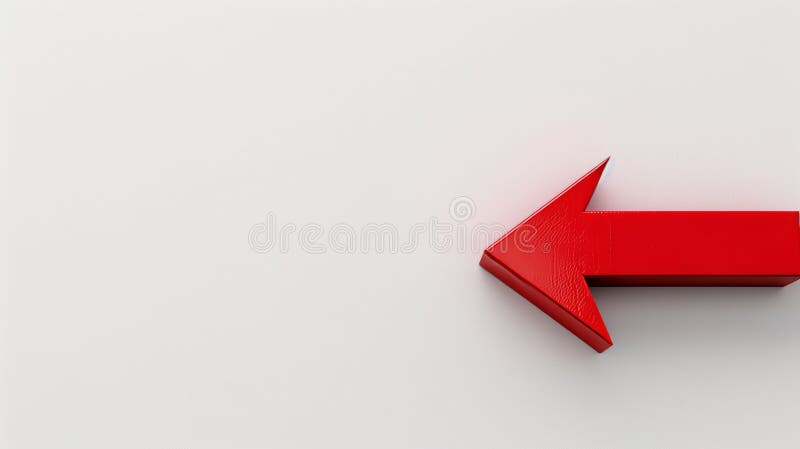 Bright Red Right Arrow Pointing Direction on Plain White Backdrop for ...