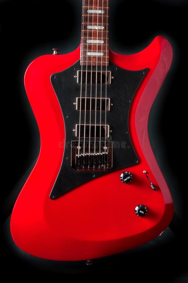 Bright Red Rock and Roll Electric Guitar Stock Image - Image of knob ...