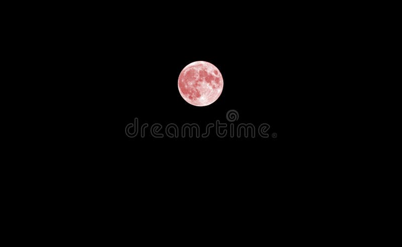 Bright Red Romantic Full Moon in the Black Sky at Midnight Stock Image ...