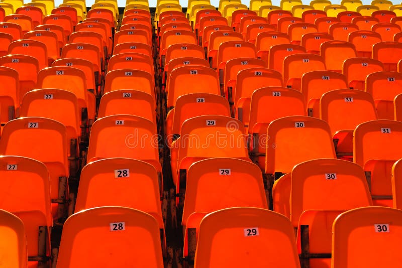 Bright Red Rows of Seats in the Stadium Stock Image - Image of audience ...