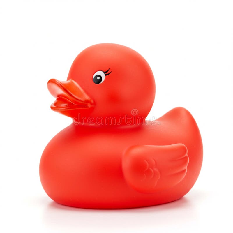 A Bright Red Rubber Duck with Smooth Surface and Cartoonish Features ...