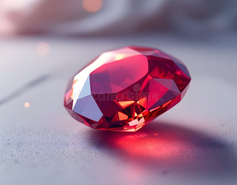 Bright Red Ruby Gemstone Close-up Showing Facets and Shadow Stock Photo ...