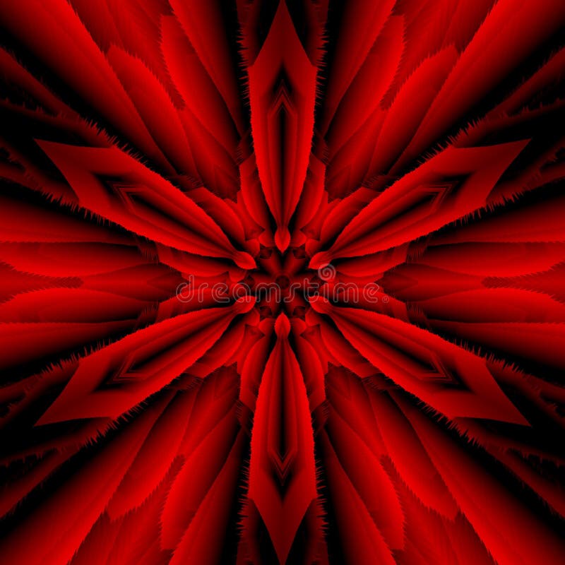 Dramatic Floral Fantasy Hexagonal Design in Red on Black Stock ...