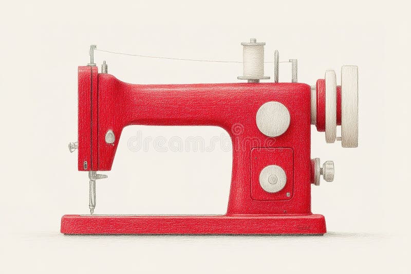 Bright Red Sewing Machine Showcasing Vintage Design and Craftsmanship ...