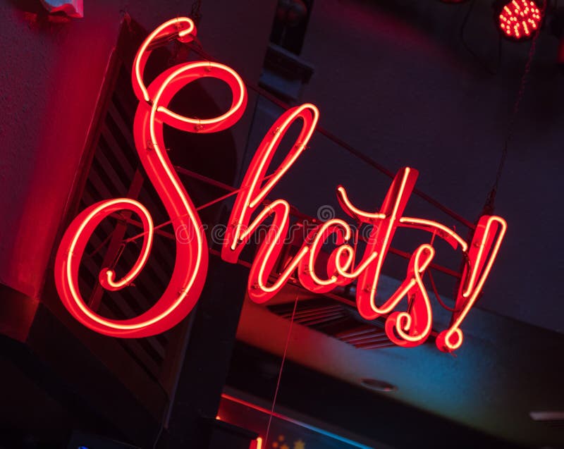 Bright Shots Neon Sign stock image. Image of alcohol - 107091591