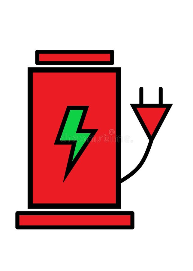 A Bright Red Simple Symbol Shape Sign of an Electrical Charging Point ...