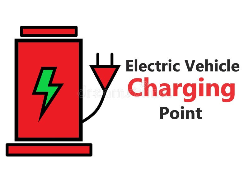 A Bright Red Simple Symbol Shape Sign of an Electrical Vehicle Charging ...
