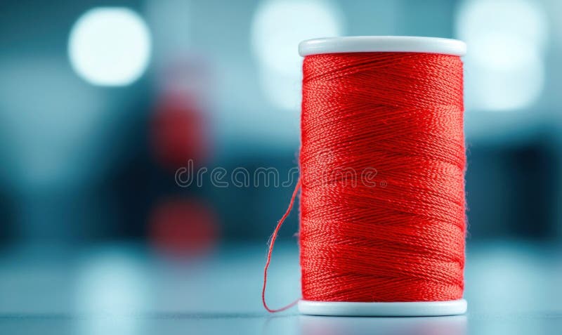 A Bright Red Spool of Thread is Ready for Sewing Projects, Isolated ...