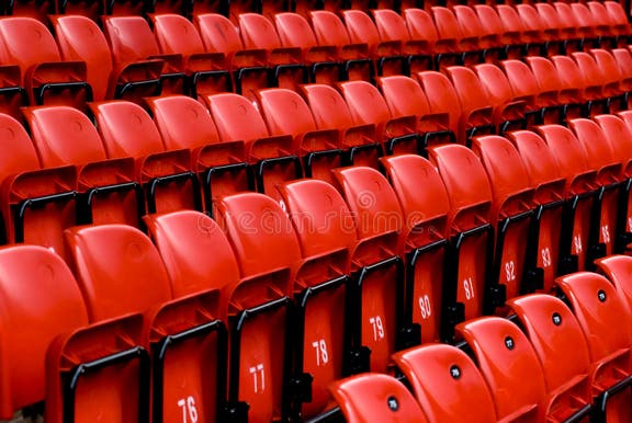 Bright red stadium seats stock image. Image of liverpool - 6865275