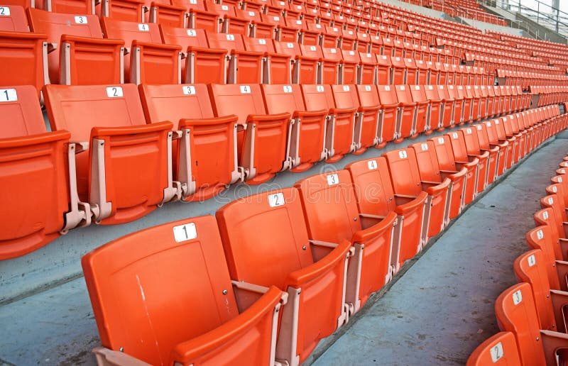 Bright Red Stadium Seats on the Stadium Sport Stock Image - Image of ...